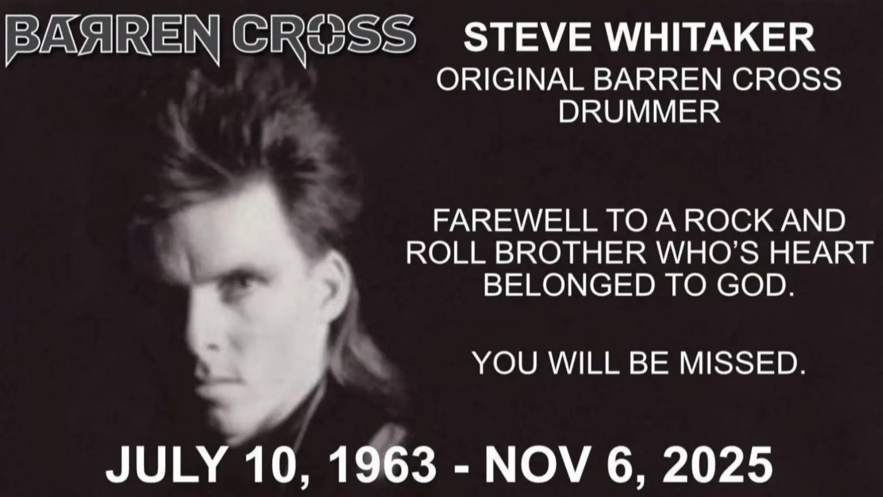 R.I.P. Steve Whitaker (Barren Cross) - News - Indie Vision Music